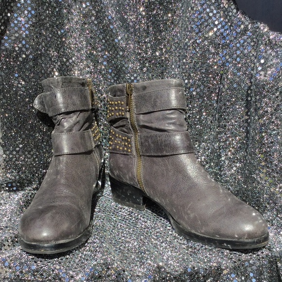 Anthropologie | Shoes | Faryl Robin Grey Studded Leather Boots | Poshmark